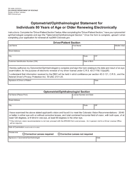 Form DR 2498 Colorado | Online Form Template